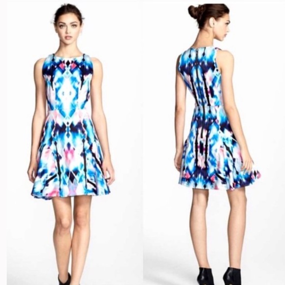 Milly | Dresses | Milly Blue Hologram Print Sleeveless Dress Sz 4 ...